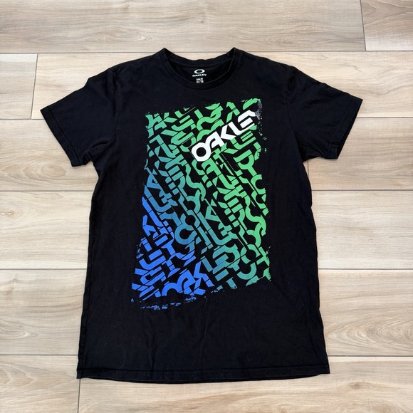 Oakley | Shirts | Oakley Mens Xl Slim Fit Graphic Tshirt Black Blue ...